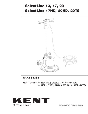 KENT SelectLine 20 Parts List | Manualzz