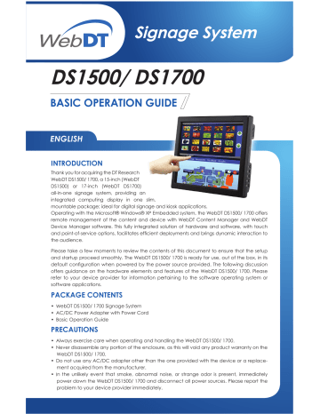 WebDT DS1700 Basic Operation Manual | Manualzz