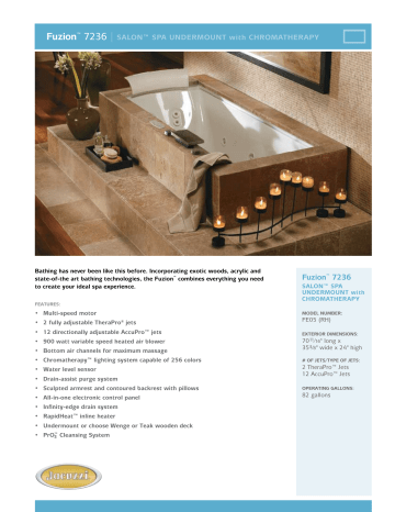 Jacuzzi FE05 Specification Sheet | Manualzz