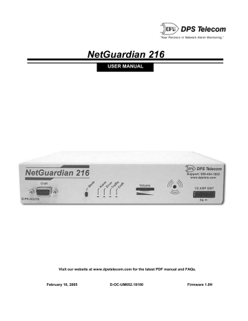 DPS Telecom NetGuardian 216 User Manual | Manualzz