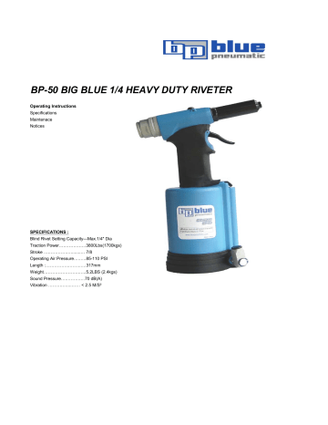 Blue Pneumatic BP-50 Operating Instructions | Manualzz