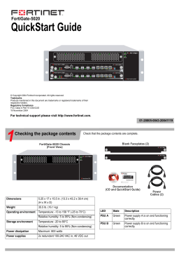 Fortinet FortiGate FortiGate-5020 - Installation manual, Quick start Guide, User manual, User's ...