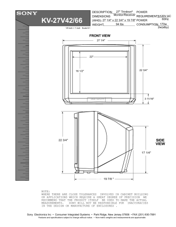 Sony Trinitron KV-27V42 Dimensions | Manualzz