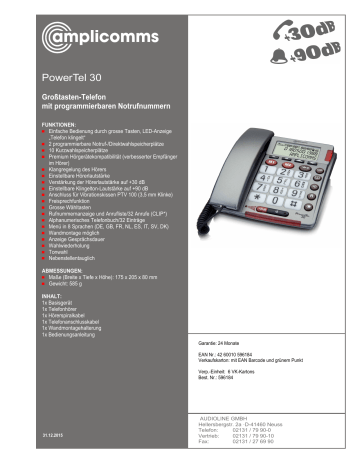 Amplicomms PT 30 Datenblatt | Manualzz