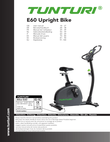 Tunturi E60 Bike Performance Bedienungsanleitung | Manualzz