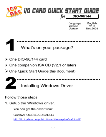 ICP DIO-96 Quick Start | Manualzz