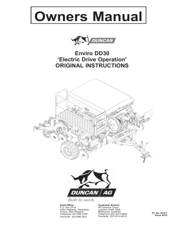 Duncan Enviro DD30 Electric Drive Disc Drill Manual | Manualzz