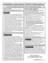 GE GDF510PGRBB - Installation instructions, Owner's manual, Instructions