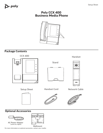 Poly CCX 400 Setup Sheet | Manualzz