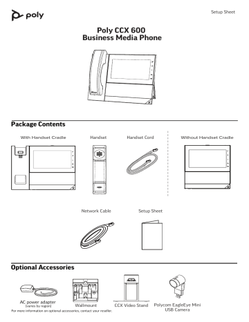 Poly CCX 600 Setup Sheet | Manualzz