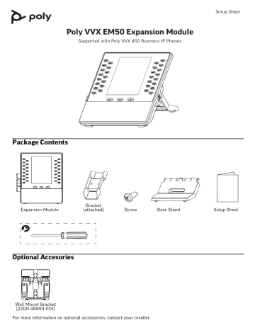 Poly VVX EM50 Expansion Module Setup Sheet | Manualzz