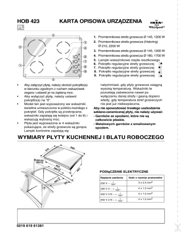 Whirlpool AKM 535/IX Hob Wykres programowy | Manualzz