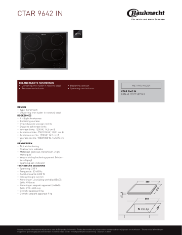 Bauknecht CTAR 9642 IN Hob Productdataset | Manualzz