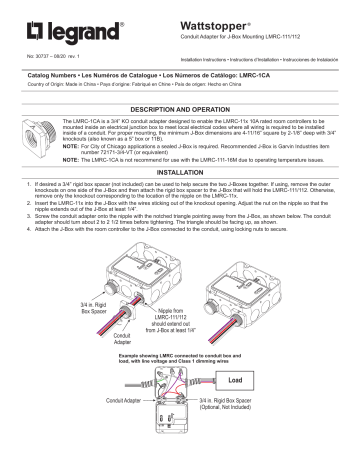 Legrand LMRC-1CA Installation Instructions | Manualzz