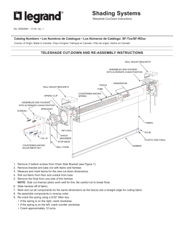 Legrand Teleshade Cut-Down Installation Instructions | Manualzz