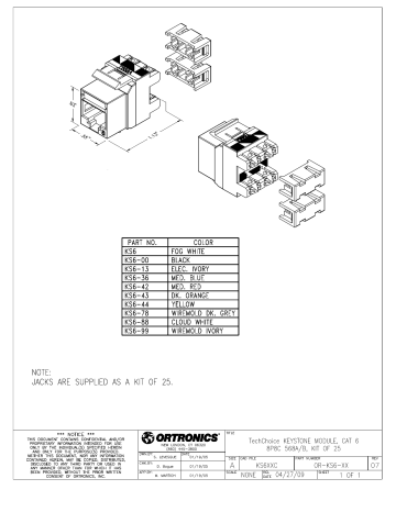 Ortronics KS6A-36 TechChoice 6 Keystone jack Specifications | Manualzz