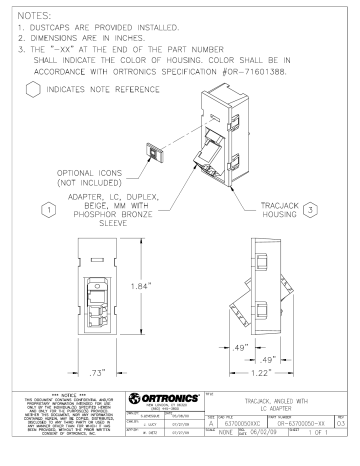 Ortronics 63700050 TracJack Module, 1-LC Specifications | Manualzz