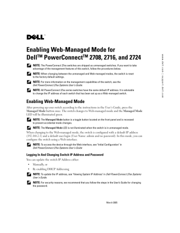 Dell PowerConnect 2708 User's Guide | Manualzz