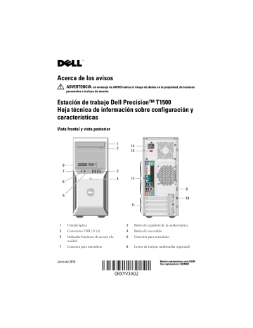 Dell Precision T1500 workstation Guía de inicio rápido | Manualzz