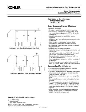 Kohler Enclosures Accessory Specification Sheet | Manualzz