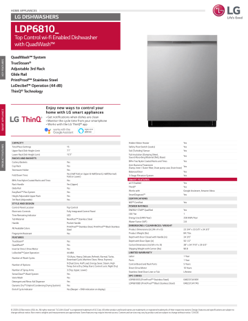 LG LDP6810SS QuadWash 44-Decibel Top Control 24-in Built-In Dishwasher ...