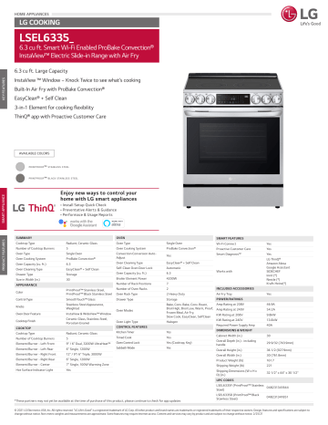 LG LSEL6335F Electric Range Dimensions Guide | Manualzz