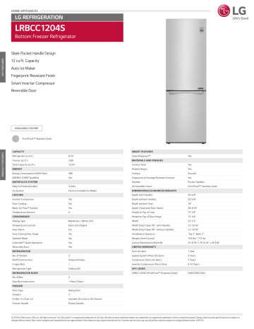LG LRBCC1204S Refrigerator Dimensions Guide | Manualzz