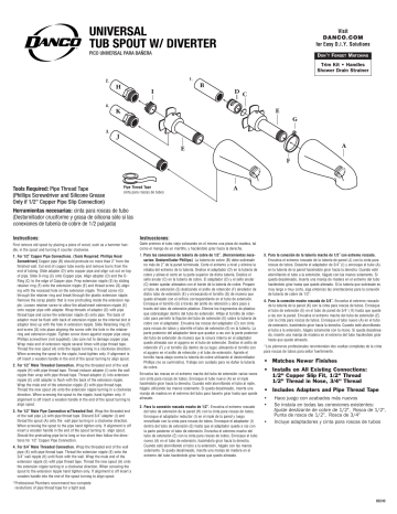 Danco 89249 Brushed Nickel Bathtub Spout Installation Manual | Manualzz