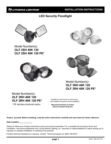 Lithonia Lighting OLF3RH40K120PEDDBM4 3100-Lumen 300-Watt EQ Bronze LED ...