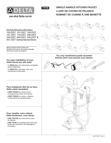 Delta 400-SS-DST-L Classic Stainless 1-Handle Deck-Mount Low-Arc Handle ...