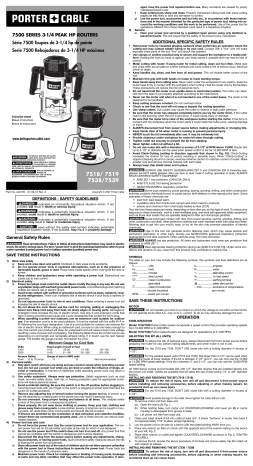PORTER-CABLE 75182 Variable Speed Router Motor Instruction manual ...
