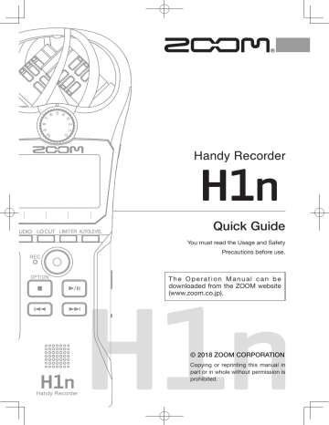 Zoom H1n Quick guide | Manualzz