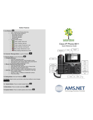 Cisco 8811 Quick Reference Manual | Manualzz