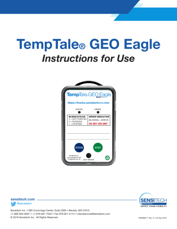 Sensitech TempTale GEO Eagle Instructions For Use Manual | Manualzz