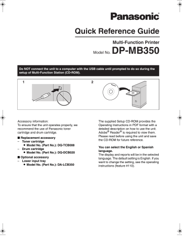 Panasonic DP-MB350 Quick Reference Manual | Manualzz
