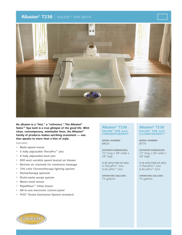 Jacuzzi Allusion 7236 Specification Sheet | Manualzz