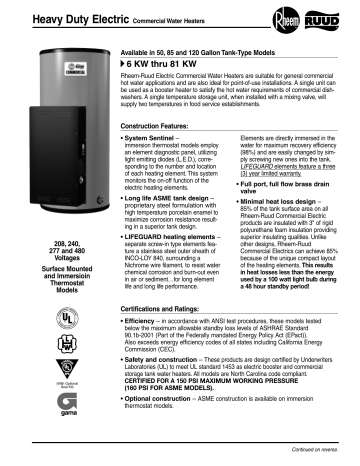 Rheem Ruud ES85-27-G Specification Sheet | Manualzz