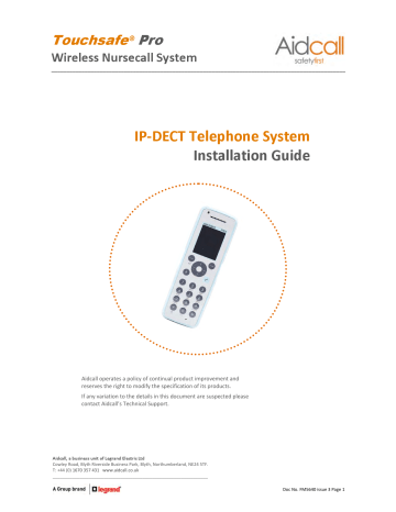 Aidcall Touchsafe Pro IP-DECT 6500 Installation Manual | Manualzz