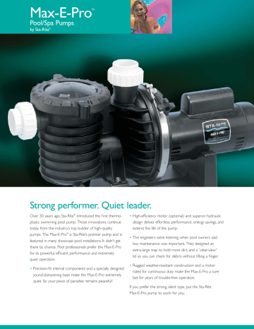 STA-RITE MAX-E-PRO Brochure | Manualzz