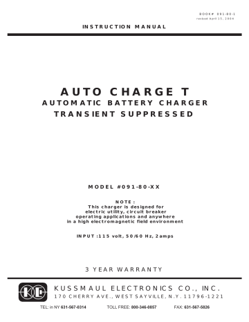 KUSSMAUL AUTO CHARGE T 091-80-12 Instruction Manual | Manualzz