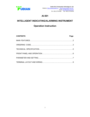 Yudian AI-501 Operation Instruction Manual | Manualzz