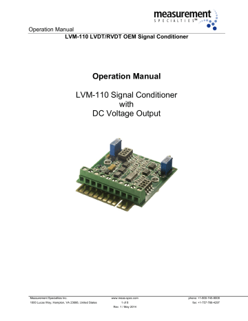 Measurement Computing LVM-110 Operation Manual | Manualzz