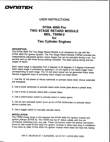 DYNATEK Dyna 4000 Pro User Instructions | Manualzz
