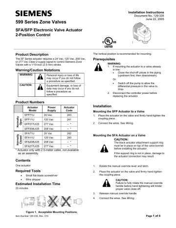 Siemens Flowrite 599 Series Installation Instructions | Manualzz