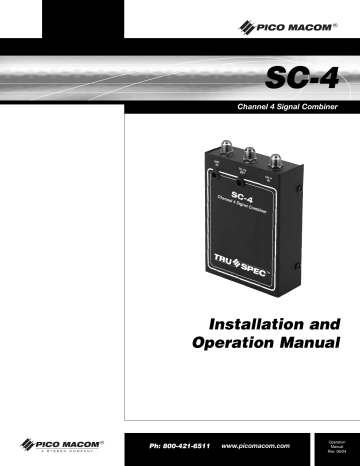 Pico Macom SC-4 Installation And Operation Manual | Manualzz