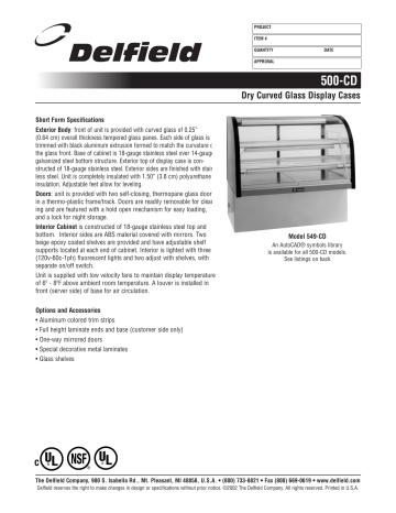 Delfield 573-CD Specification Sheet | Manualzz