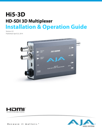 AJA Hi5-3D Installation & Operation Guide | Manualzz
