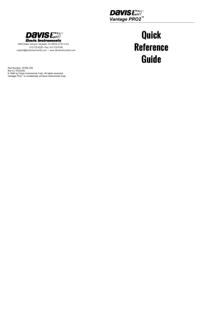 Davis Instruments 6162C Vantage Pro2 Quick Reference Guide | Manualzz