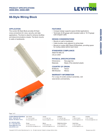Leviton 40066-MR Connectorized Demarcation Block Specification | Manualzz