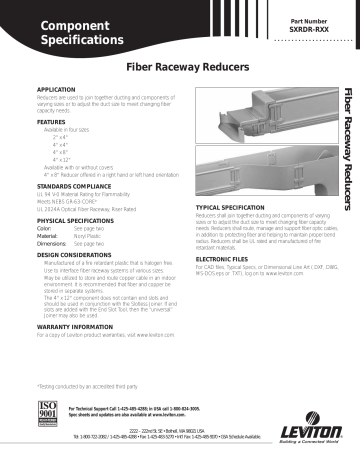 Leviton S4RDR-RLC 4x4 Reducer To 2x4 Data Sheet | Manualzz